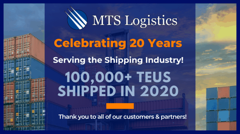 MTS Logistics Celebrates 20 Years, Shipping Over 100,000 TEUs in 2020 ...
